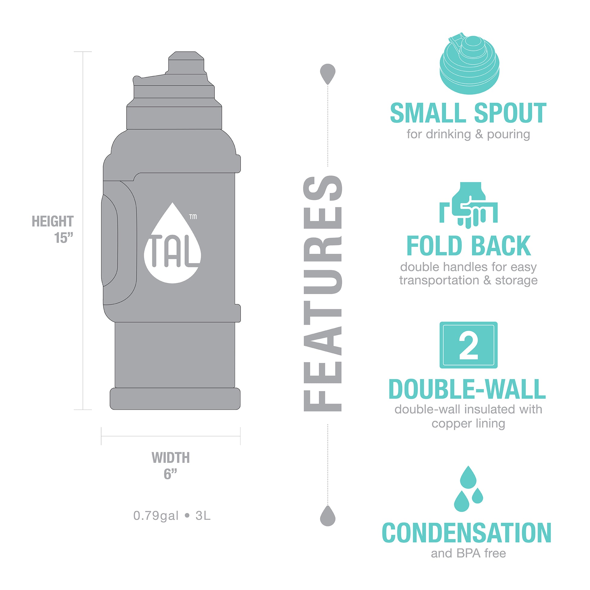 TAL 3L Steel Zeus - Black – TAL™ Hydration